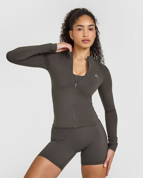 Women's Fitted Gym Jacket - Deep Taupe | Oner Active US