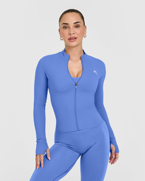 Women's Fitted Gym Jacket - Glaucous Blue | Oner Active US