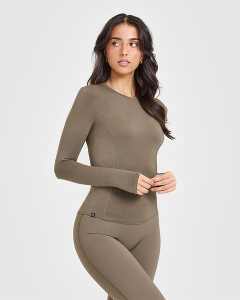 Oner Active Long Sleeve Top - Moss Brown | Oner Active US