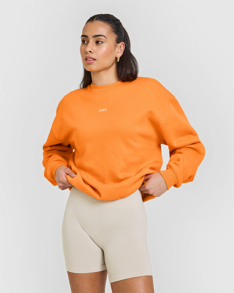 Women's Orange Sweatshirt - Crew Neck | Oner Active US Women's Orange Sweatshirt - Crew Neck | Oner Active US