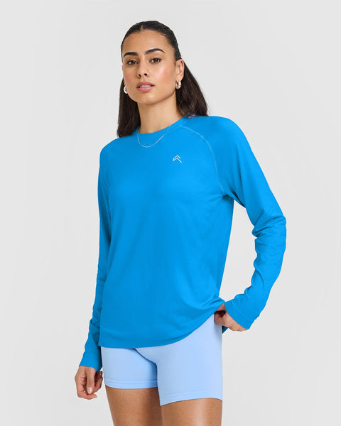 Long Sleeve Sports Top Loose Fit - Tropical Blue | Oner Active US