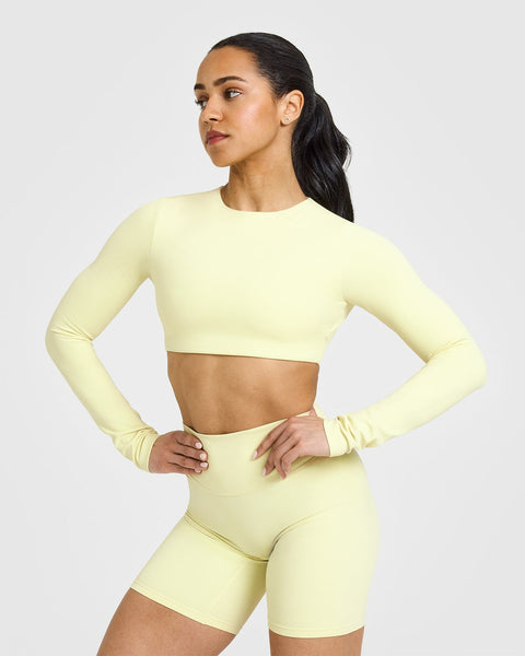 Yellow Cropped Long Sleeve Top - Pastel Yellow | Oner Active US