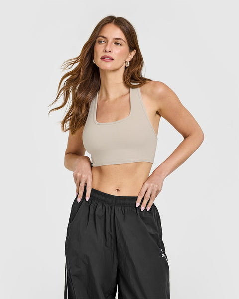 Mellow™ Rib Square Neck Bra Cloud Grey | Oner Active US