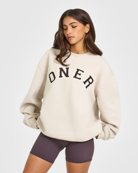 Foundations Oversized Oner Girlfriend Sweatshirt in Sand | Oner Active US
