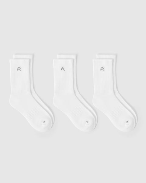 Women's Crew Socks White - 3 Pack Lightweight | Oner Active US