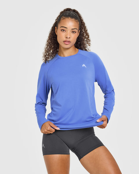 Long Sleeve Loose Gym Top for Women Blue | Oner Active US