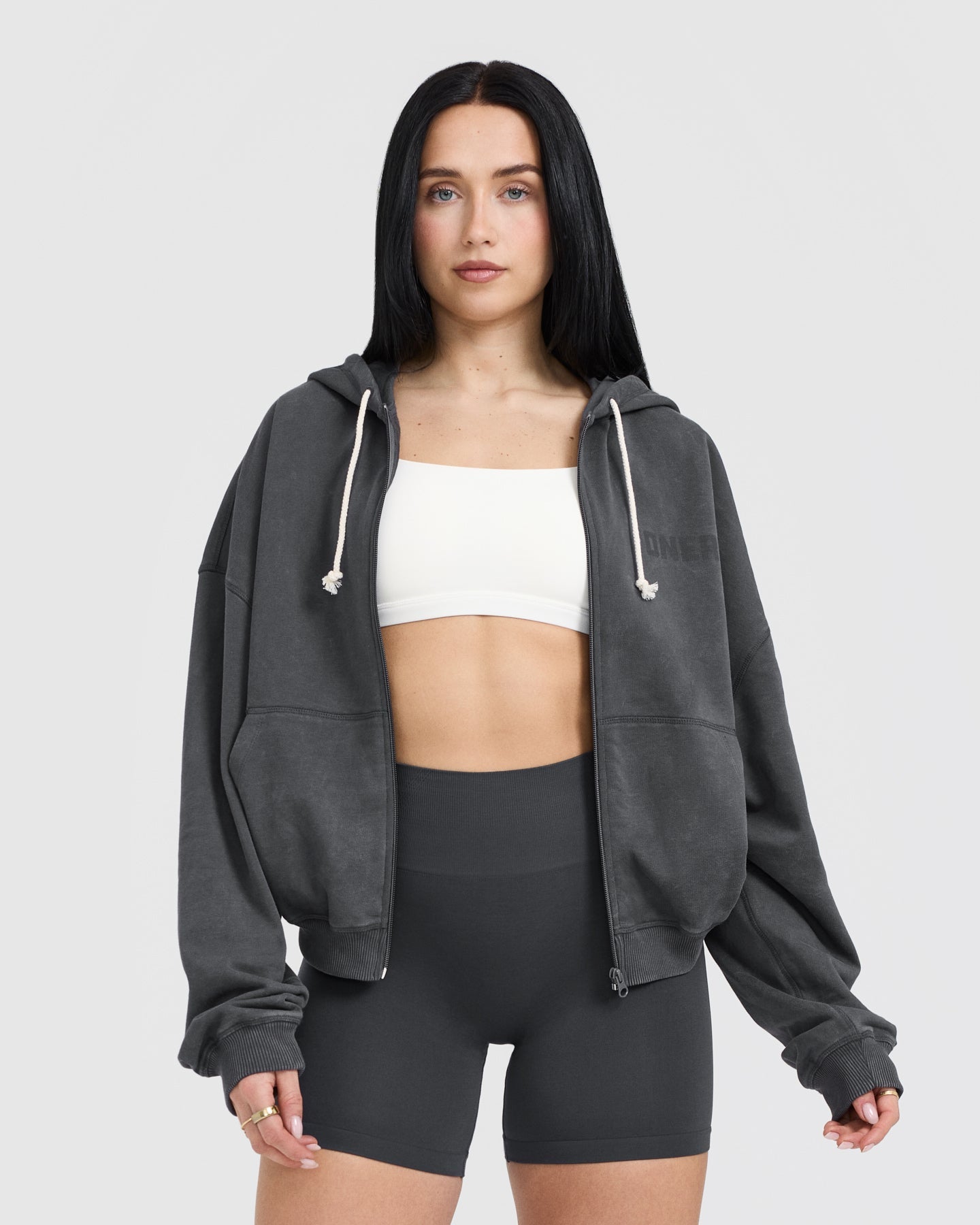 Oversized Zip Up Hoodie - Coal Women's | Oner Active US