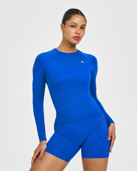 Go To Seamless Fitted Long Sleeve Top in Cobalt Blue | Oner Active US