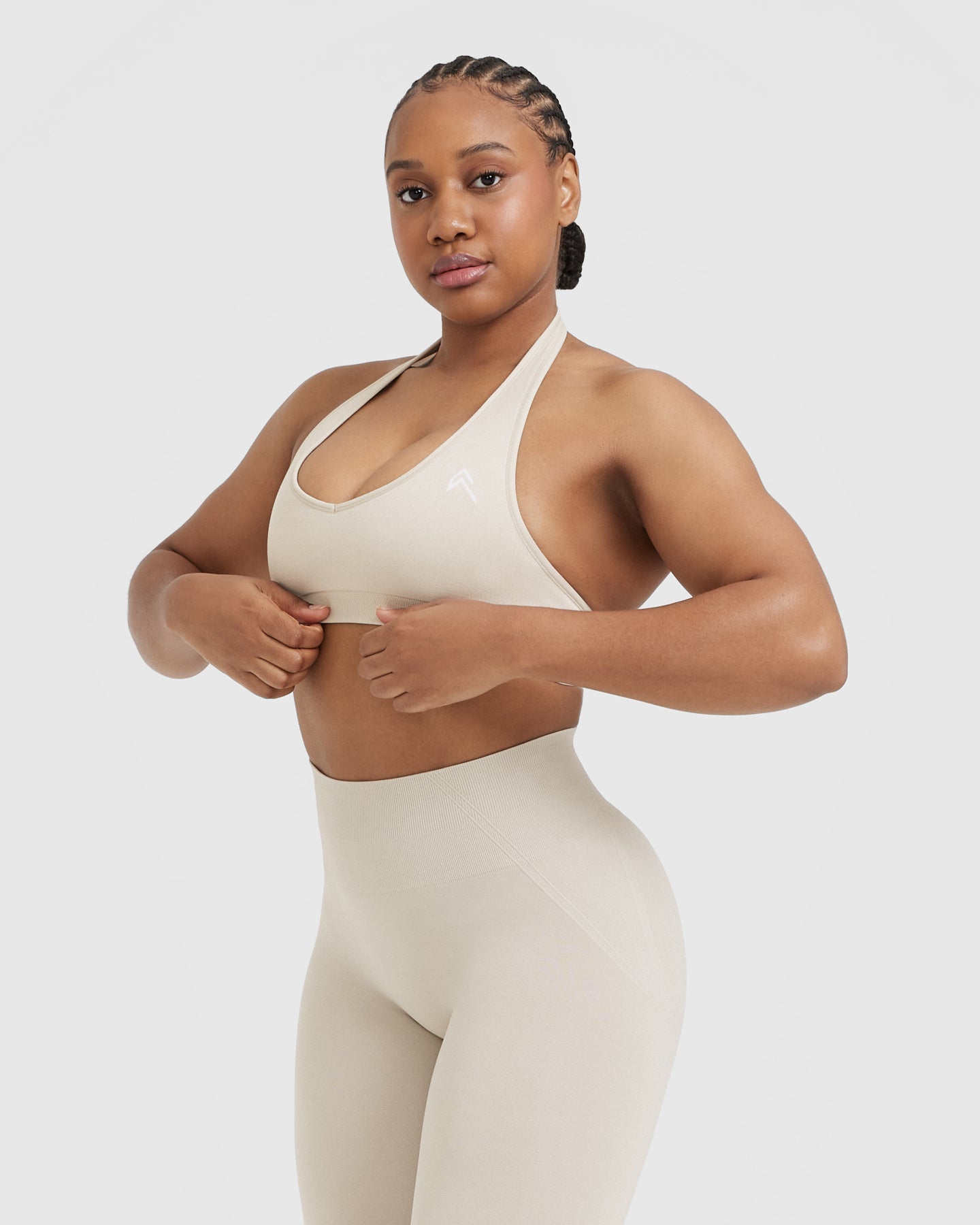 Classic Seamless 2 0 Halter Neck Bralette Sand Marl Oner Active Us
