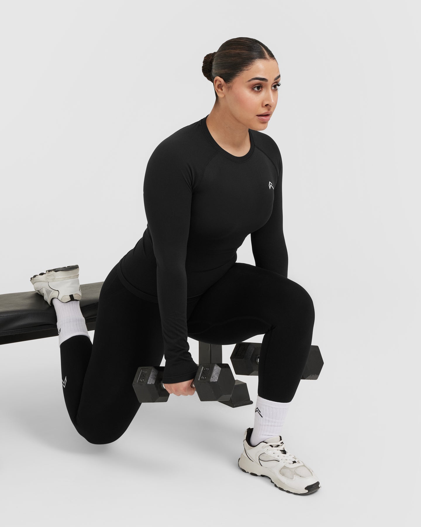 Black Fitted Long Sleeve Top Women's | Oner Active US