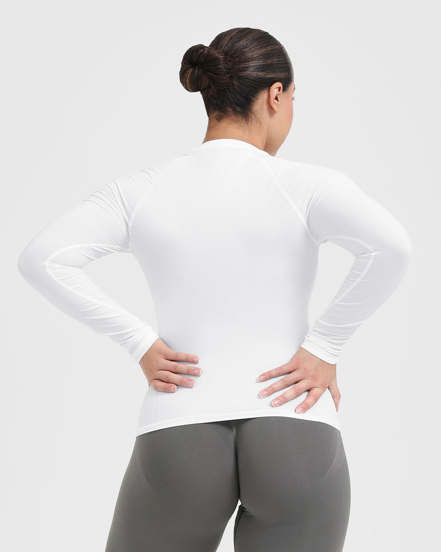White Fitted Long Sleeve Top Women's | Oner Active US