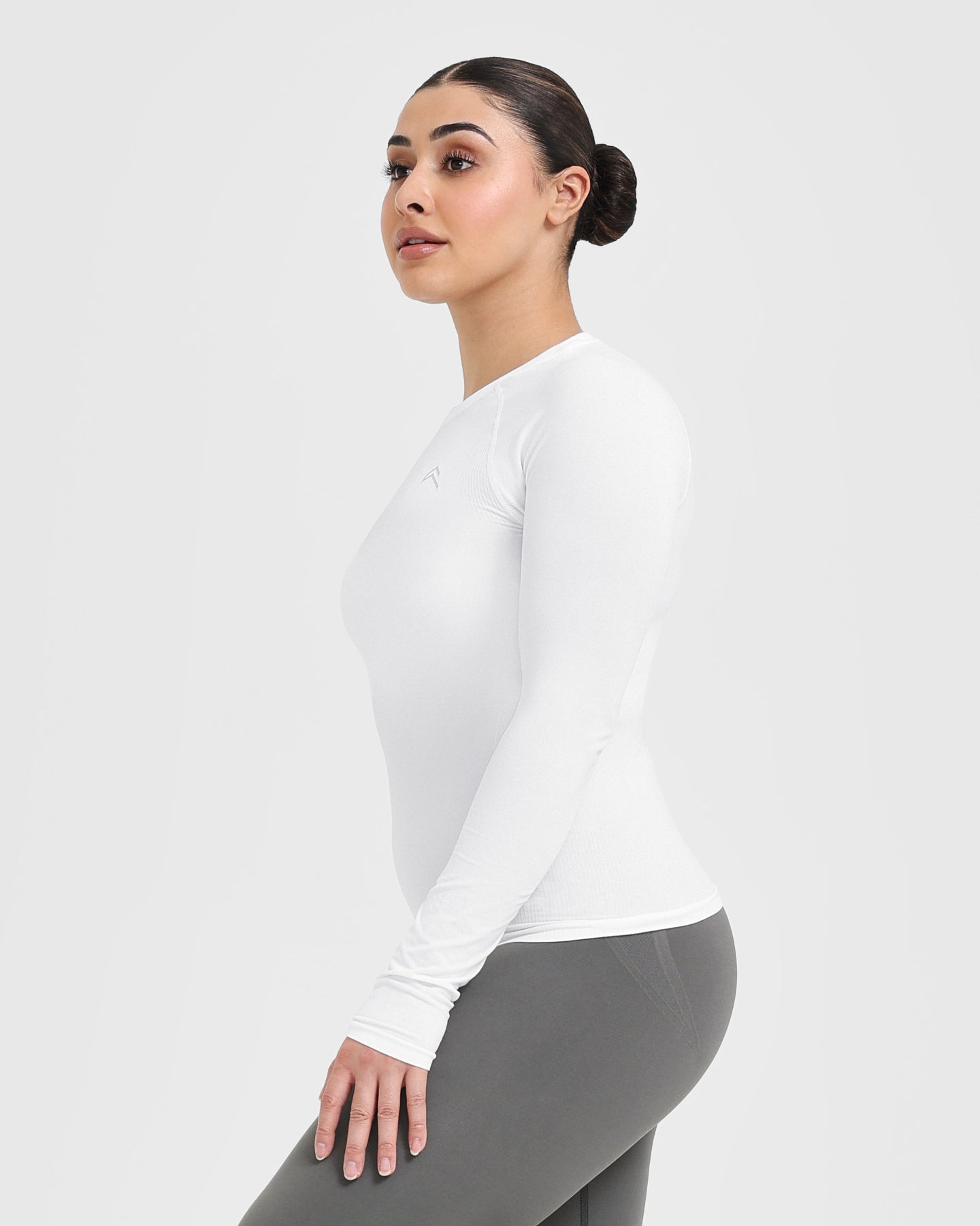 White Fitted Long Sleeve Top Women's | Oner Active US