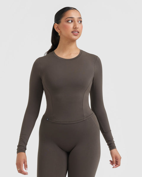 Tight Fitted Long Sleeve Top Women's Deep Taupe | Oner Active US