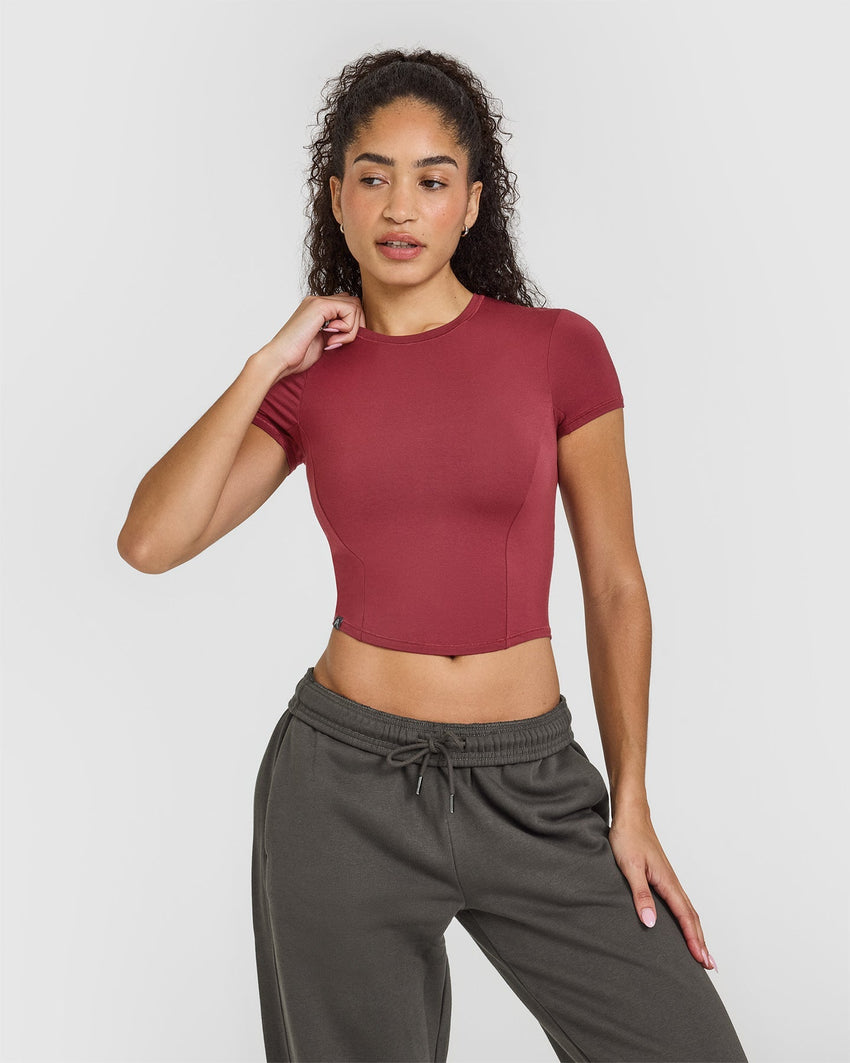 Short Sleeve Top Women's Mid Length - Burnt Cherry | Oner Active US